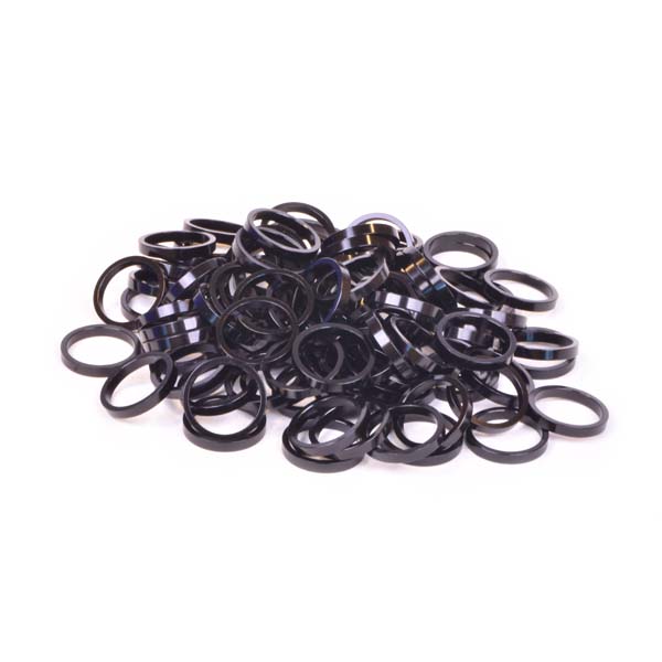 1-1/8" x 10mm Black Aluminum Headset Spacers, Bulk 100pcs - Wheels Mfg